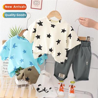 Boys summer short-sleeved su 2023 new hsome childrens clothi