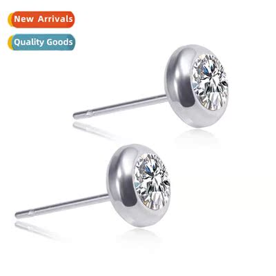 Non-allergenic coloured diamond earrings stainless steel ear