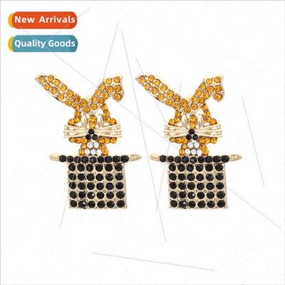 Cartoon quirky personaly rogue rabb diamond earrings creativ