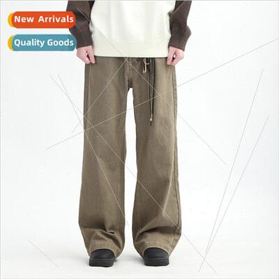 Spring Autumn Merad vintage coffee-colored jeans men women l