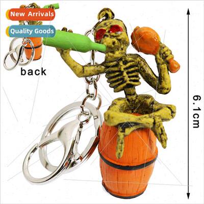 Smoking Skull 3D Rubber Keychain Pirate Skull Pendant Hallow