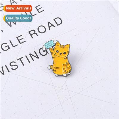 Creative cartoon cute mask cat modeling alloy lacquer badge