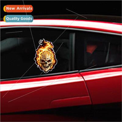 Reflective Flame Skull Sticker Fire Skull Death Punisher Car