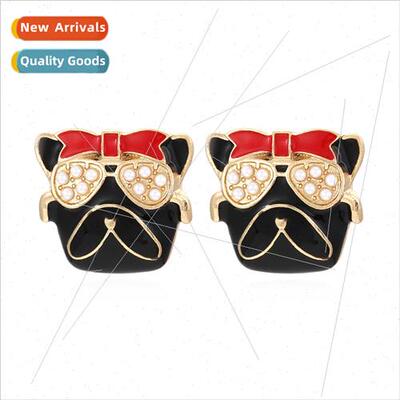 Exaggerated bow puppy earrings personalized cartoon geometri