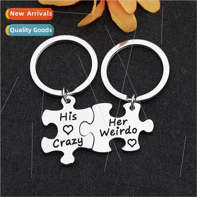 Personalized Letter Pendant His Crazy Her Weirdo Couple Keyc