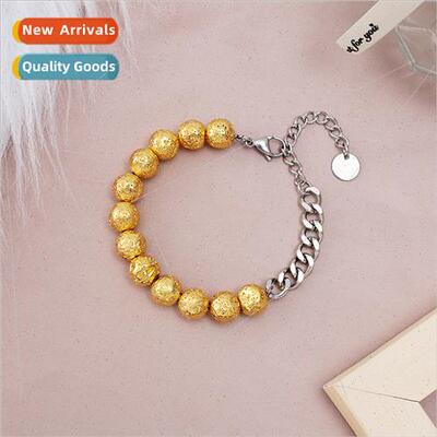 Europe new tanium steel whe pine volcanic stone beads bracel