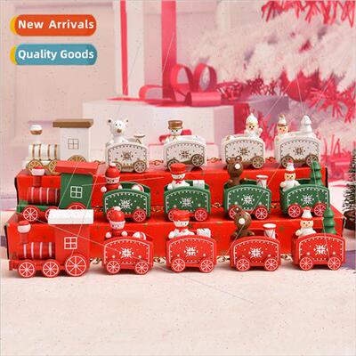 Christmas Decoration Ornament Wooden 5 Sections Train Childr