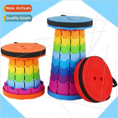Outdoor Rainbow Folding Stool Portable Chair Adjustable Rain