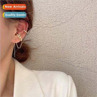 Korea earrings female wild asymmetric chain ear bone clip wh