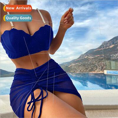 2024 new swimsu women three-piece solid color summer iEurope