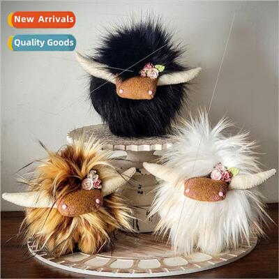 Scottish HighlCow Figurine Shaggy Cow Toy Doll Decoration Pa