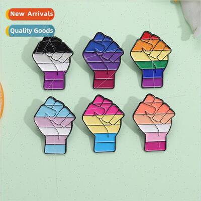 New cheering gesture colorful fist metal pin fist shape allo