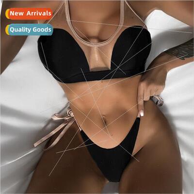 Womens Mesh Patchwork Tie-Up Separate Swimsu Bikini i LZ3069