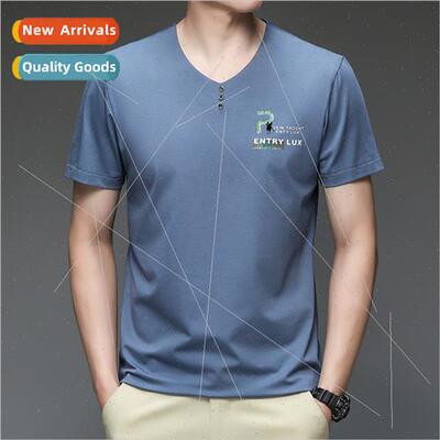 Summer high-grade half-sleeved polo shirt mercerized cotton
