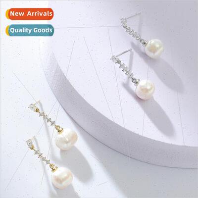 925 silver zirconium inlaid natural earrings female Korea ne