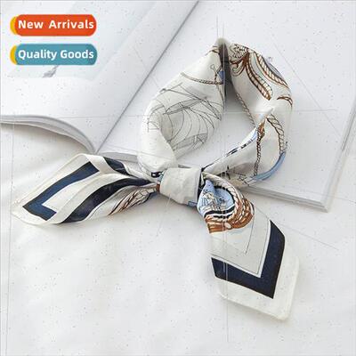 2021 spring summer new silk square scarf female nautical sma