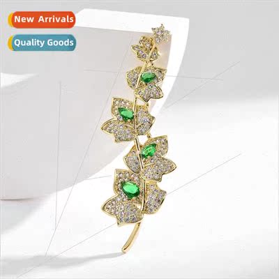 high-grade maple leaf zirconia new Korea clothing accessorie