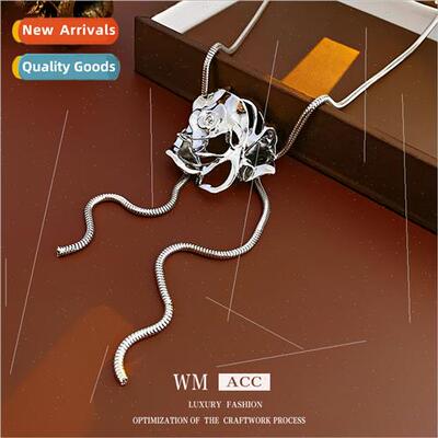 French hollow metal flower necklace cold wind collarbone cha