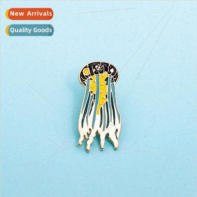 fashion retro gold long jellyfish alloy oil drop brooch stud