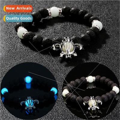 Fashion Set Hundred Black Volcanic Stone Handmade Elastic Ro