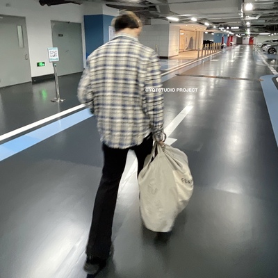 格子衬衫长袖格子衬衫vujade翻领