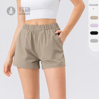 欧美宽松运动短裤女松紧高腰速干