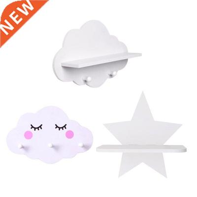 Creative Star Cloud Shape Wall Key Holder Wooden Clothes Hoo