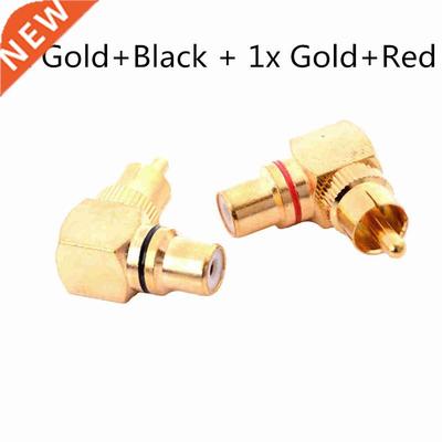 2 Pieces 90 Degree Adapters Brass RCA Right Angle Male To Fe