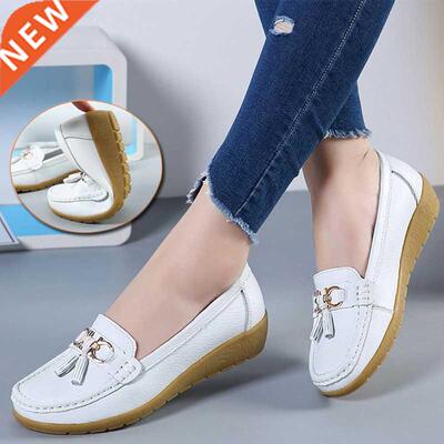 Women Flats Ballet Shoes Cut Out Leather Breathable Moccasin