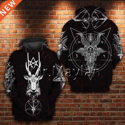 Pentagram 3D Print Hoodies Gothic Satan Sweatshirts Men New