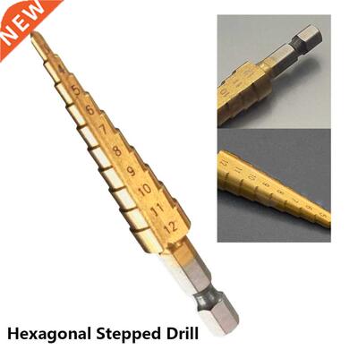 1/4 Hex Handle -12mm HSS Titanium Coated Stepped Bits Powe