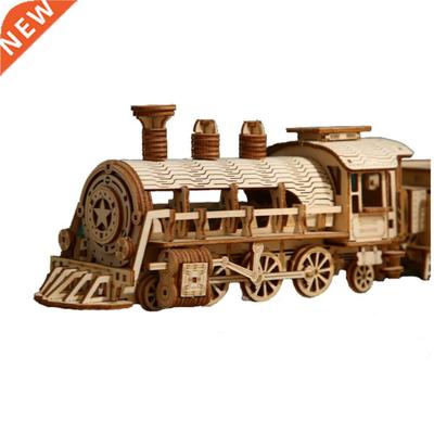 3d Wooden Steam Train Model Toy Kids Building Block Puzzles