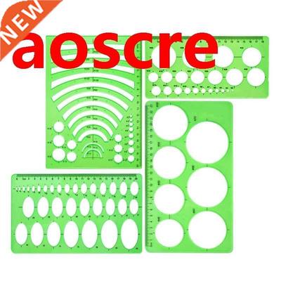4 Pieces Template Plastic Rulers Circle Oval Circle Radius D