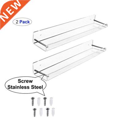 2Pcs Acrylic Floating Shelves Transparent Bathroom Wall Shel