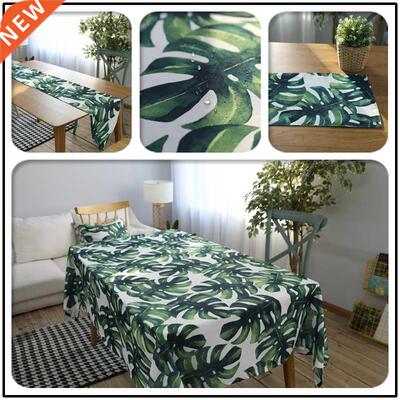 Green Leave Print Table Cloth Waterproof Dining Table Cover