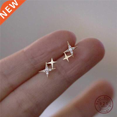 925 Sterling Silver Japanese Micro Inlaid Crystal Four-Point