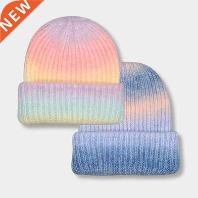 Beanie Hats for Women Winter Hat 2021 Tie Dye Gradient Color