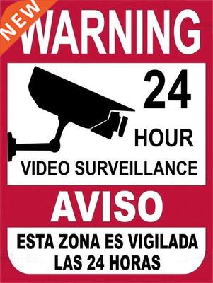 Retro tin paintings Warning Red 24 Hour Video Surveillance E
