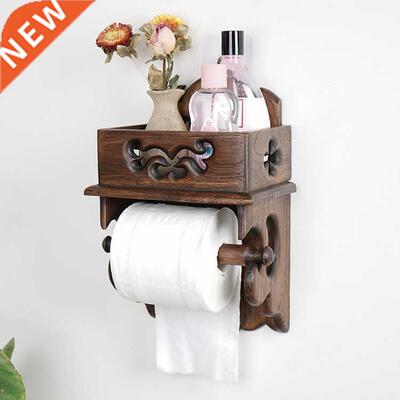 Wood Southeast Asia Wall Tissue Box Paper Case Retro WC Bath
