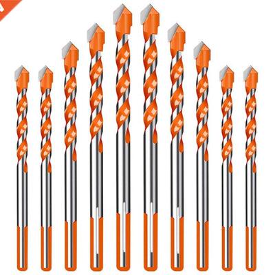 10 Pcs Triple-cornered Masonry Drill Bit Set Multifunctional
