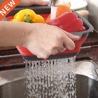 2-In-1 Rice Washer Silicone Sieve Fruit Bowl Folding Clean M