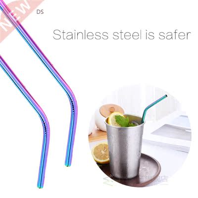 4pcs Reusable Sucker Stainless Steel Drinking Straws Eco-fri