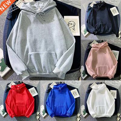 Solid Hoodies Sweatshirts Men Women Clothing Polyester Long