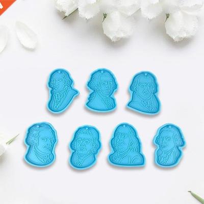 7 Pcs Foregner Head Keychan Epoxy Resn Mold Pendant Cast