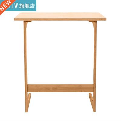 60x40x65cm L-shaped Bamboo Sofa Side Table Sandal Wood Color