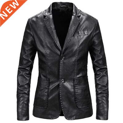 Men Blazer and Jackets Slim Fit Leather Jacket Fashion Black