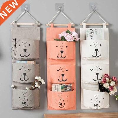 3 Pockets Cute Wall Mounted Storage Bag Closet Organizer Clo