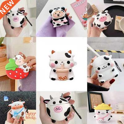 Cute For AirPods 1 2 Pro Case Cartoon 3D Cow Cattle Milk Te