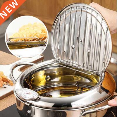Stainless Steel Frying Pan Kitchen Deep Frying Pot Temperatu