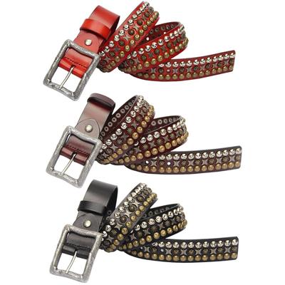 重工铆钉哥特暗黑风头层牛皮90S亚文化y2k朋克金属DND4DES皮腰带